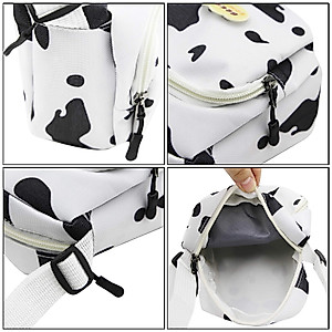 JUMISEE Cute Cow Print Canvas Crossbody Purse Small Cell Phone Bag Shoulder Handbag for Men Women Kids