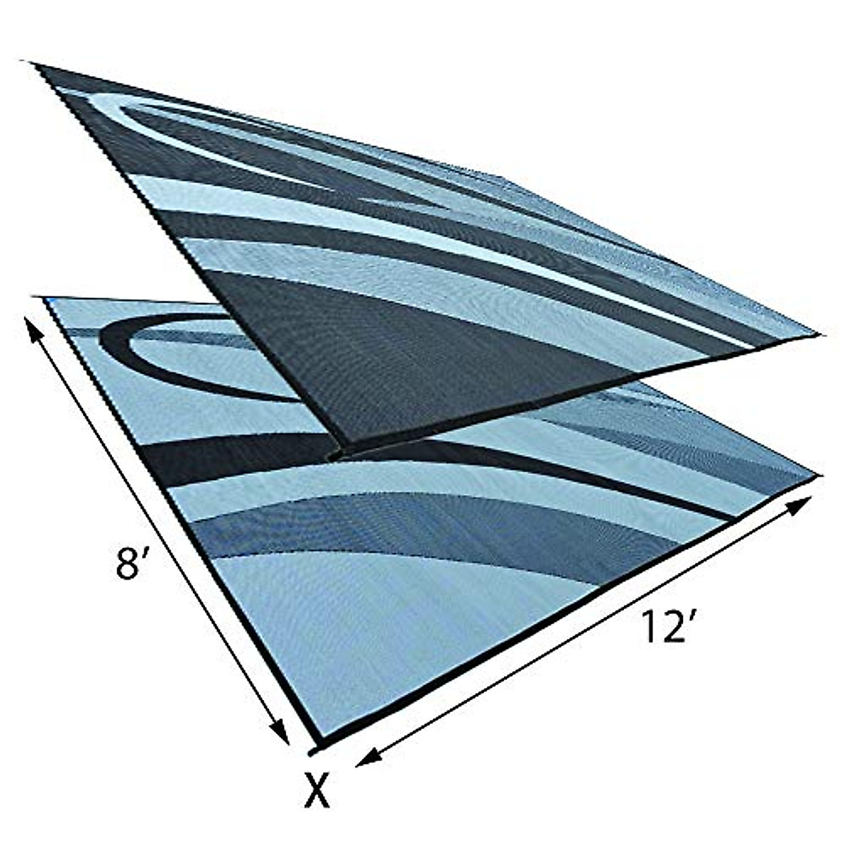 Stylish Camping GA1 Reversible Graphic Patio Mat-8' x 12', Black/Silver