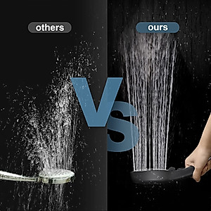 Heemli 12 Functions Shower Head with handheld, Hand held Shower with ON/OFF Pause Switch, High Pressure Shower Head Set with Hose Adjustable Bracket Rubber Washers - Black - U.S. Design Patents