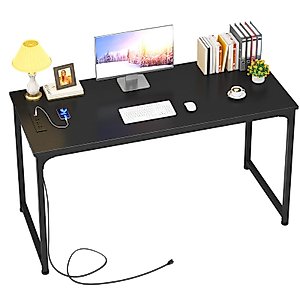 Foxemart Writing Computer Desk Modern Sturdy Office Desk PC Laptop Notebook Study Table for Home Office Workstation, Black