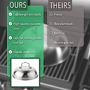 UNCO- Melting Dome, 9 Inch, Stainless Steel, Cheese Melting Dome, Round Basting Cover, Grilling Melting Dome, Cheese Melting Dome for Griddle, Griddle Grill Accessories.