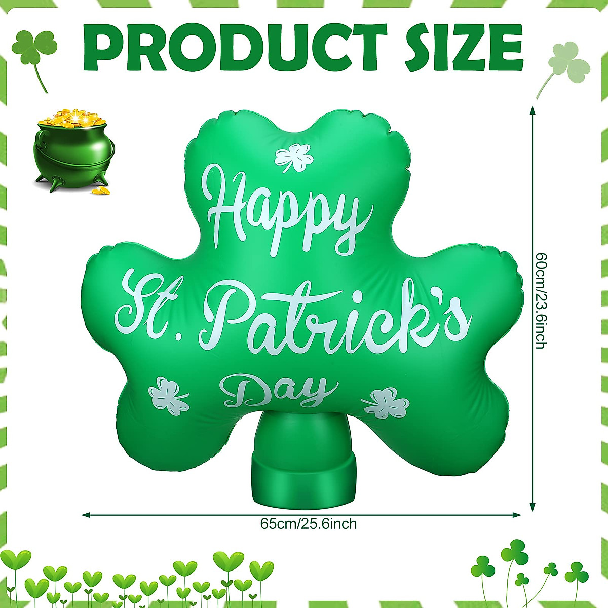 2 Pcs 24 Inch St Patricks Day Inflatable Decorations Inflatable Shamrock Outdoor Decoration Lucky Day Indoor Outdoor Blow Up Yard Garden Lawn Decor