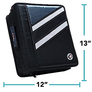 Case-it The Z Shape Zipper Binder - Two Binders in One - Double Sided 1.5 Inch D-Ring - Multiple Pockets - 500 Page Capacity - Comes with Shoulder Strap, Black Z-176
