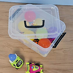 Begale 5 Quart Plastic Small Storage Container, Clear Latch Box with Latches, 4-Pack