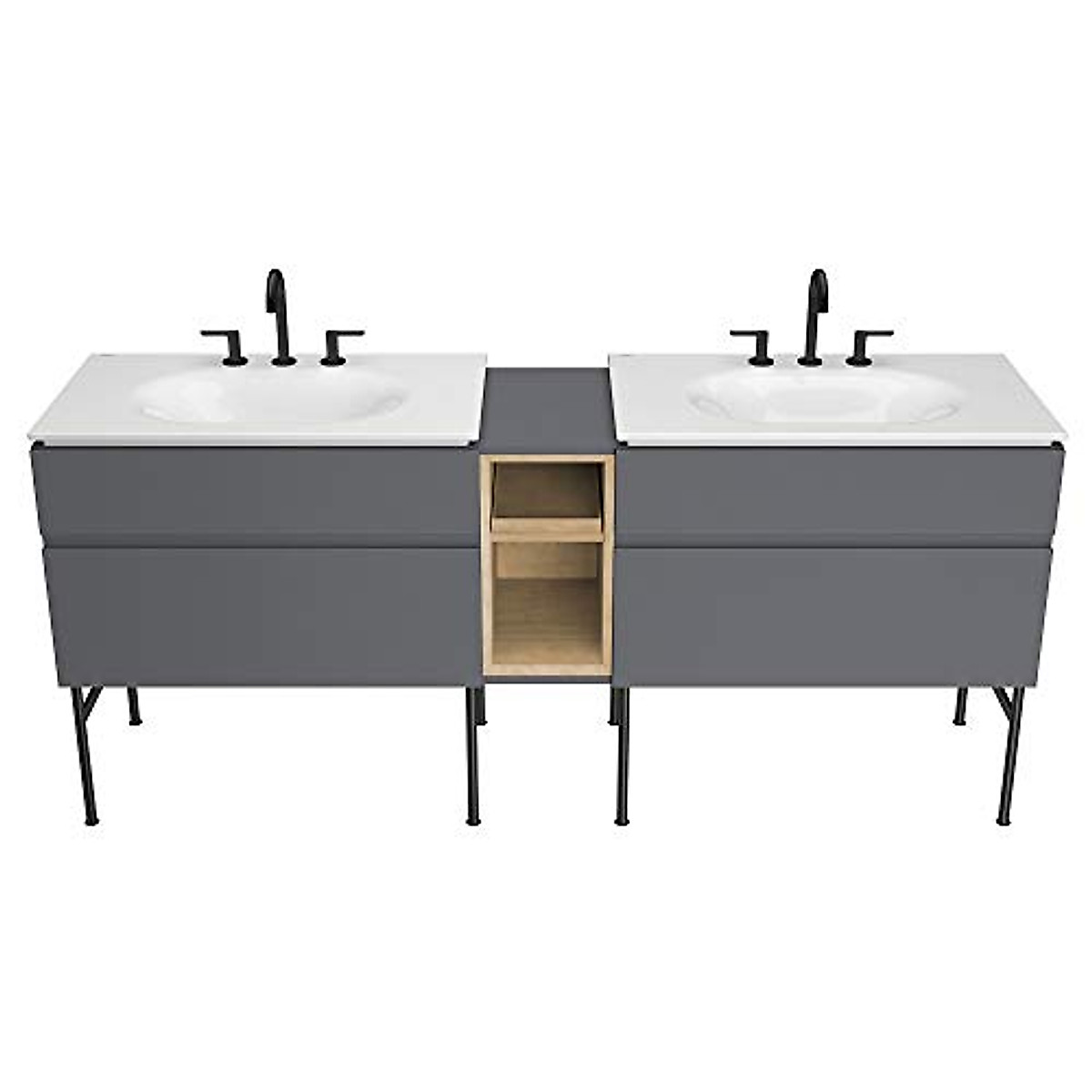 American Standard 8726033.477 Studio S 33 in. Double-Drawer Bathroom Vanity, Dark Grey