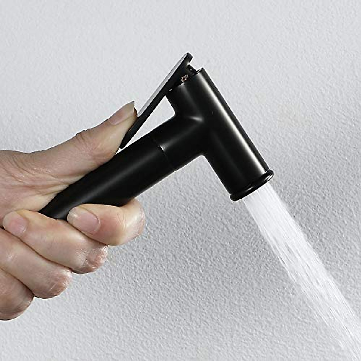 MINJING Matte Black Toilet Bidet Faucet, Brass Bathroom Handheld Bidet Sprayer for Toilet, Single Cold Water Cleaning Bidet Sprayer for Feminine Wash Bathing Pets