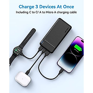 AsperX [ 5V 3A Fast Charging 20000mAh Portable Charger Power Bank [ USB C Out & in ] [ Dual USB A ] High-Speed Ultra Compact External Battery Pack for iPhone, Samsung, Android and More