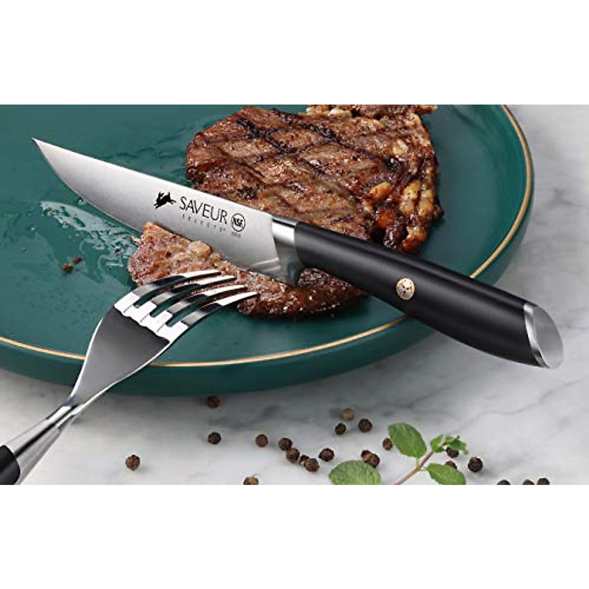 SAVEUR SELECTS 1026269 German Steel Forged 4-Piece Fine Edge Steak Knife Set