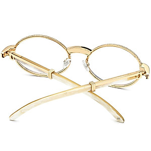 HEPIDEM 100% Really Buffalo Horn Handmade Glasses Frames Luxury 720pcs Diamonds Eyeglasses 7550179 (White)