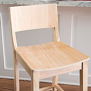 Linon Unfinished Benton Solid Rubberwood MidCentury Stool Set of 2, Counter Height
