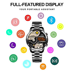 Smart Watches for Men, Fitness Tracker with GPS and Pedometer, Dial/Receive Call Sports Watch, Blood Pressure/Heart Rate/Sleep Monitor, 1.3'' Full Touch Big Screen, Android and iOS Compatible
