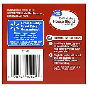Great Value House Blend Ground Coffee Single Serve Cups, Medium Roast, 5.08 oz, 12 Count - (PACK OF 3)
