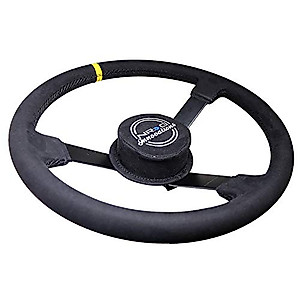 NRG Innovations NRG-RST-380MB-A Reinforced Steering Wheel 380mm Alcantara 3 Spoke, Removable Crushed Pad, Special 6 and 3 Bolt Pattern