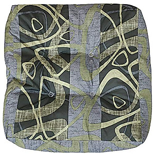 Sunnydaze Set of 2 Tufted Square Patio Cushions for Indoor/Outdoor Furniture - Replacement Cushions for Chairs and Seating - Seat Pads for Porch, Deck, and Garden Seats - Modern Jazz