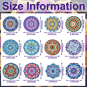 Zonon 12 Pcs Refrigerator Diamond Art Magnets - Easy DIY Kits for Adults - Classic Mandala Home Decors