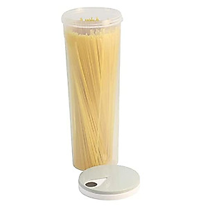 Eioflia Pasta Container Plastic Cereal Storage Dry Food Dispenser Tank with Rotating Lid for Grain Noodles