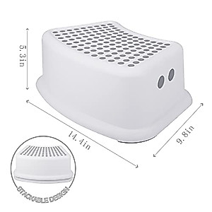 Step Stool for Kids (2 Pack), Toddlers Stool for Potty Training, Bathroom, Kitchen, Bedroom, Toy Room and Living Room. Toilet Stools with Soft Anti-Slip Grips for Safety, Stackable (Grey)