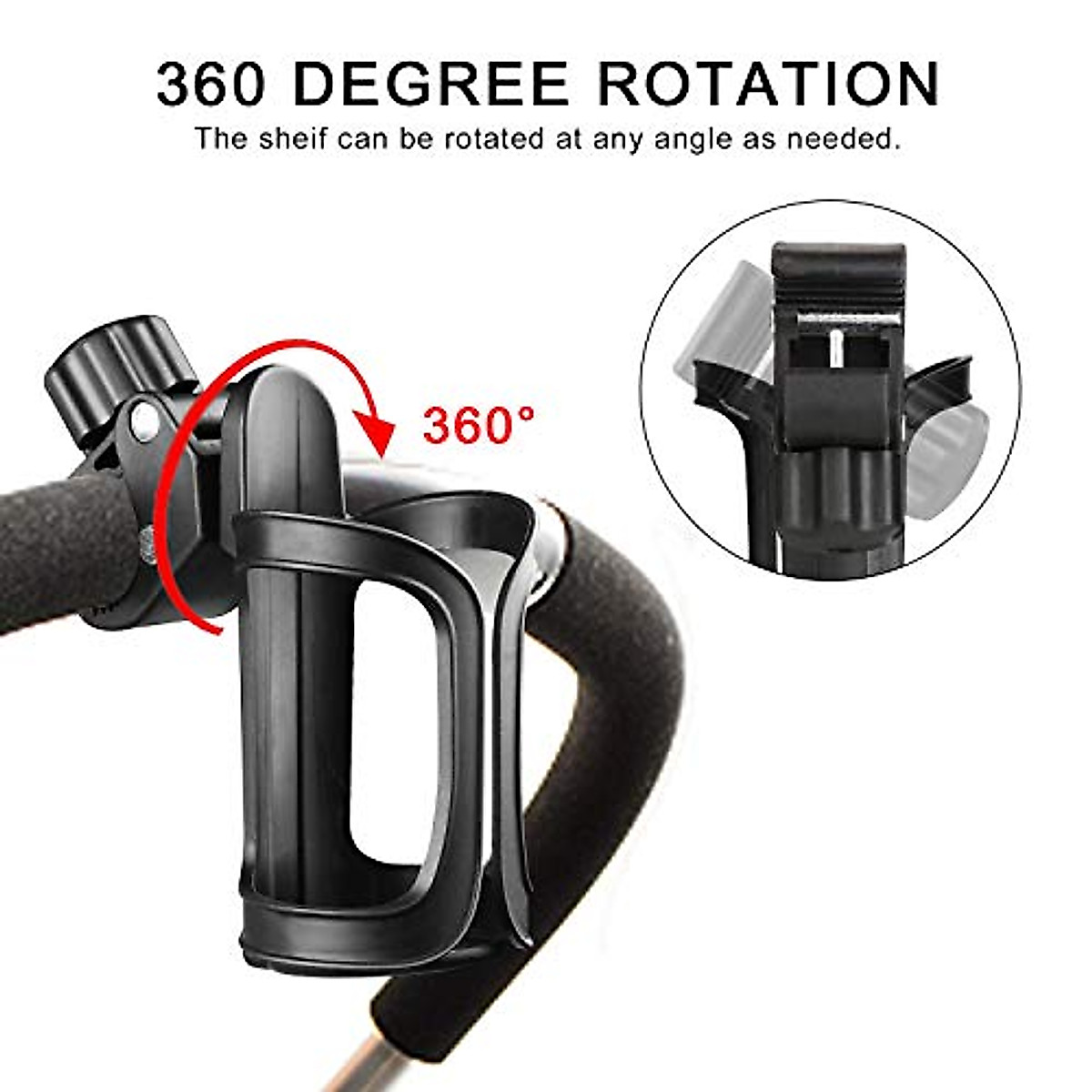 Accmor Stroller Cup Holder, Bike Cup Holder, 360 Degree Rotatable Cup Holder for Stroller, Bike, Wheelchair, Walker, Scooter, Universal Cup Holder for Uppababy Strollers, 2 Pack