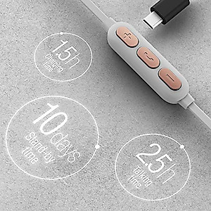 Ghostek Rush Series Wireless Sport Earbud Headphones for Women Girls – White/Rose | Comfortable Earbuds Perfect for Sports, Running, Jogging, Working Out