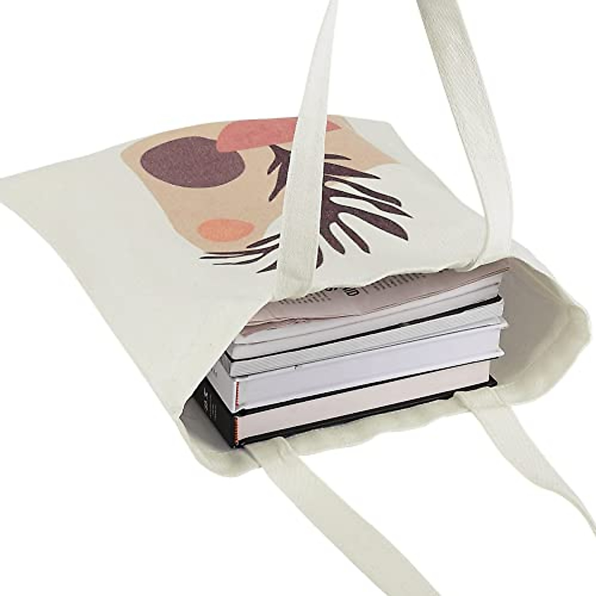 2Pcs Canvas Tote Bag for Women Aesthetic Tote Bag Reusable Flower Tote Bag with Handles for Shopping School Supplies