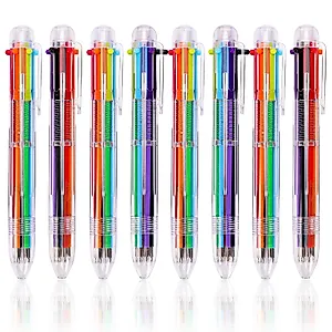 JPSOR 28 Pack Multicolor Ballpoint Pens 0.5mm 6-in-1, Fun Pens for Kids Party Favors, Back to School, Retractable Ballpoint Rainbow Pens Color Pens for Office School Supplies Students Gift