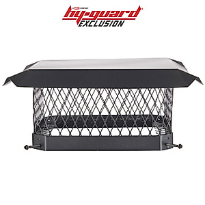 HY-GUARD Galvanized Steel Chimney Cover - HY-C Black Chimney Cap, Single Bolt-On Chimney Fireplace Cover, Chimney Flue Cover To Fit On Existing Flue Tiles, Chimney Vent Cap With Hood Plate (13" x 13")