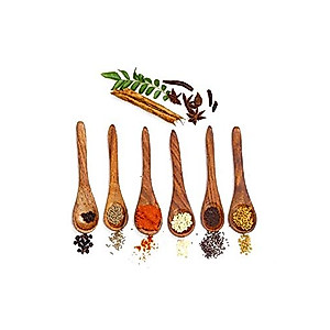 Handmade Wooden teaspoon Set of 6 spoon of 4 inches Wood coffee tea salt sugar spices Spoons for Eating Mixing Stirring Eco Friendly Table Spoon