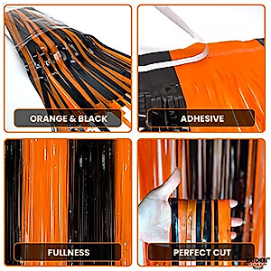 KatchOn, XtraLarge, Black and Orange Foil Fringe - 8x6.4 Feet, Pack of 2 | Graduation Decorations Class of 2023 Orange and Black | Orange and Black Graduation Decorations | March Madness Decorations