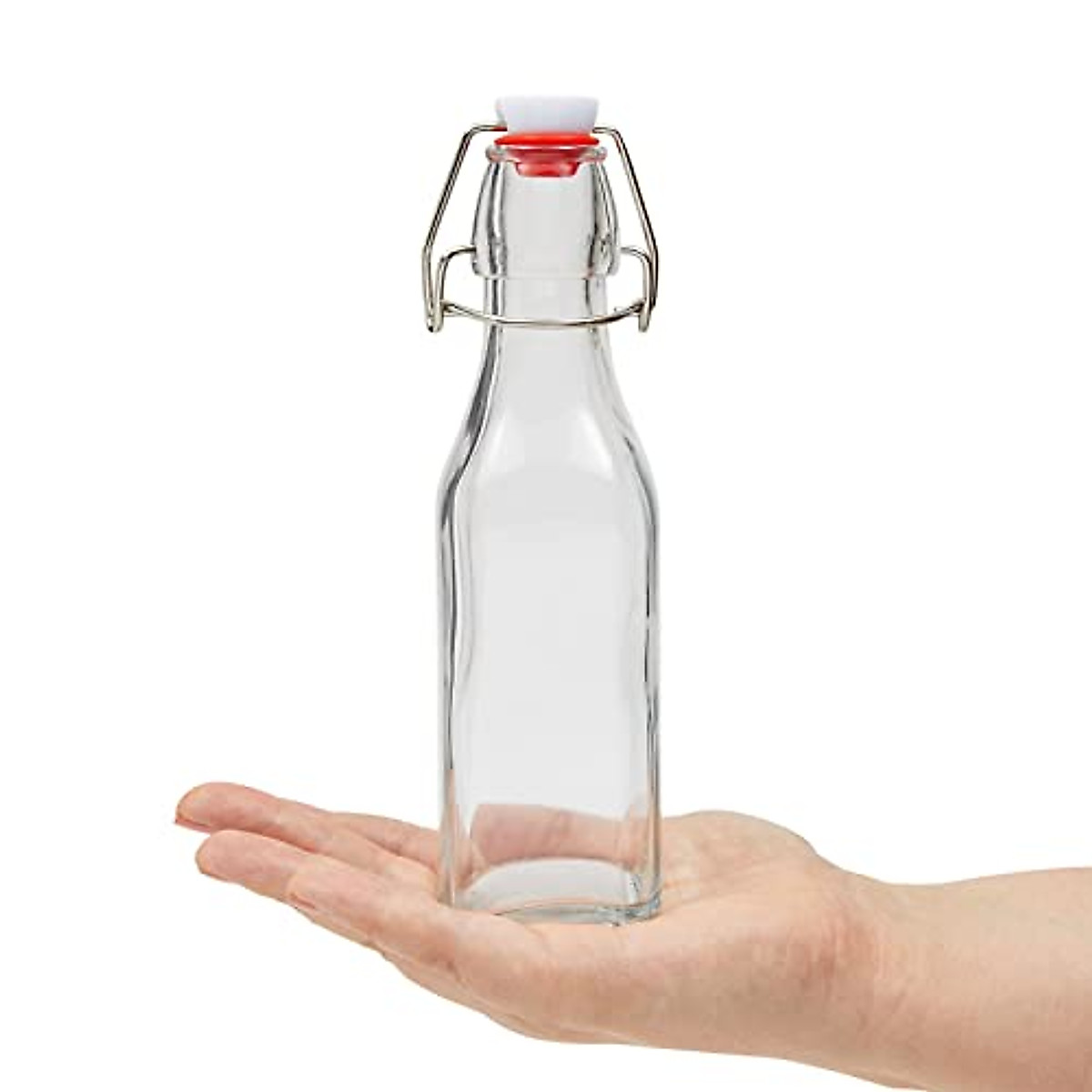 Juvale 6-Pack 8 oz Swing Top Glass Bottles with Stoppers with Airtight Caps and 1 Cleaning Brush, Flip Top Brewing Bottles for Homemade Kombucha, Vanilla Extract, Infused Oil, Vinegar, Tea