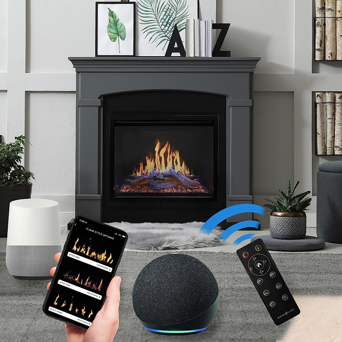 Modern Flames Orion Traditional 42-inch Heliovision Virtual Smart Built in Electric Firebox OR42-TRAD - Electric Fireplaces