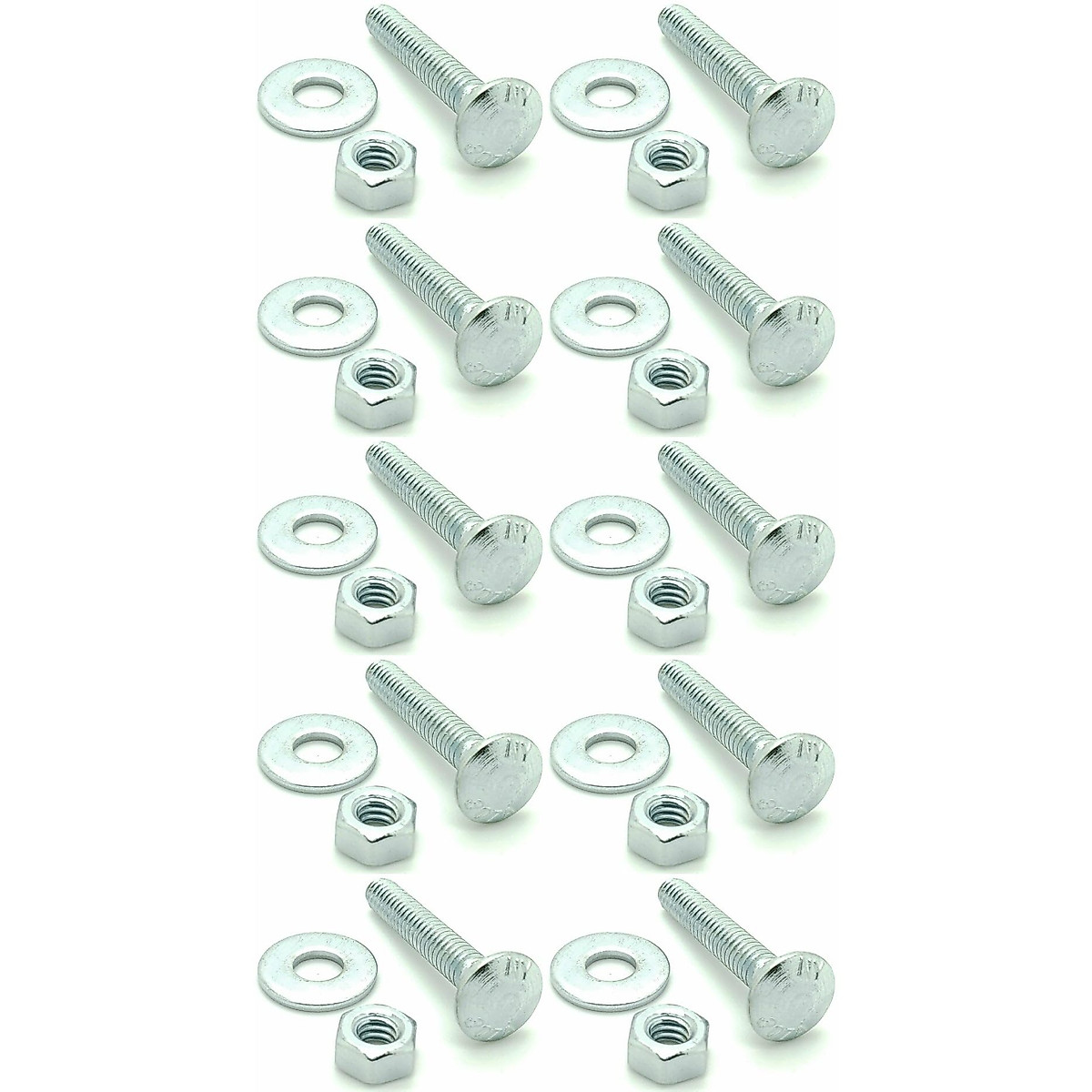 Ten (10) 5/16-18 x 1-1/2" Long Carriage Bolts Set w/Nuts & Washers (BCP300)