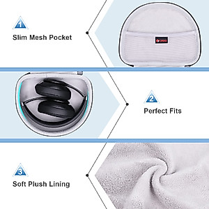 XANAD Headphones case for Beats Studio and Beat Solo Series/JBL Tune and JBL Live Series/TOZO ht2 Series/Anker Life Series/Bose QuietComfort Series, Fit All Folding Headphone（Outer Black+Inner Grey）