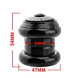 Yundxi 1-1/8" 34mm ThreadlessThreadless Mountain Bike Headset Sealed Bearing Headset Aluminum Alloy Bike Front Fork Stem Headset with Top Cap for MTB Road Bike Scooter