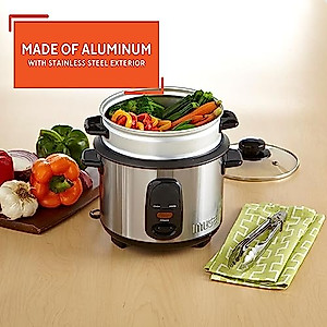 IMUSA USA GAU-00023 Electric Rice Cooker with Steam Tray 10-Cup Uncooked Rice (20-Cup Cooked Rice), Stainless Steel