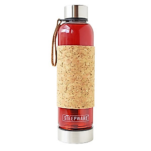 The Tea Spot, Urban Tea Tumbler, Borosilicate Glass Tea Bottle with Stainless Steel Tea Infuser, insulated Natural Cork Sleeve, 16 oz