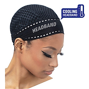 Freetress Create a Quick and Easy DIY Headband Wig In No Time Cooling HEADBAND CROCHET CAP (BLACK)