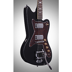 Silvertone 6 String Solid-Body Electric Guitar, Right, Gloss Black, standard (1478BK)