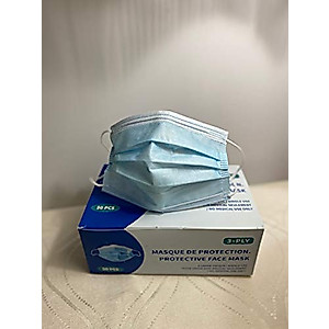 50 PCS Disposable Face Mask, 3 Layers Filter Non-Woven Anti Dust Ear Loop Comfort