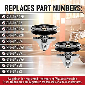 Replacement Lawn Mower Spindle Assembly with Pulley Set of 2 - Compatible with Cub Cadet, Troy-Bilt, MTD 42 Inch Deck - Replaces 918-04822B, 618-04822, 618-04822A, 618-04822B, 918-04889, 91804889A