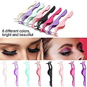 48 Pieces False Eyelash Applicator Tool Plastic Eyelashes Extension Tweezers Fish Tail Clip Tweezers Eyelashes Clip for Lashes Application and Removal (Mix Colors)