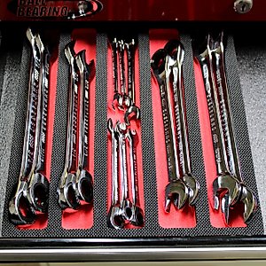 Polar Whale Tool Drawer Organizer Wrench Holder Insert Red and Black Durable Foam Tray 5 Pockets Holds Wrenches Up to 10 Inches Long Fits Craftsman Husky Kobalt Milwaukee Many Others