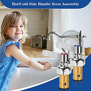 TNROTED Hot and Cold Side Handle Stem Assembly, Brass Spindle Assembly Replacement Fit for All T&S Faucet Valve (Replace 002713-40 002714-40)