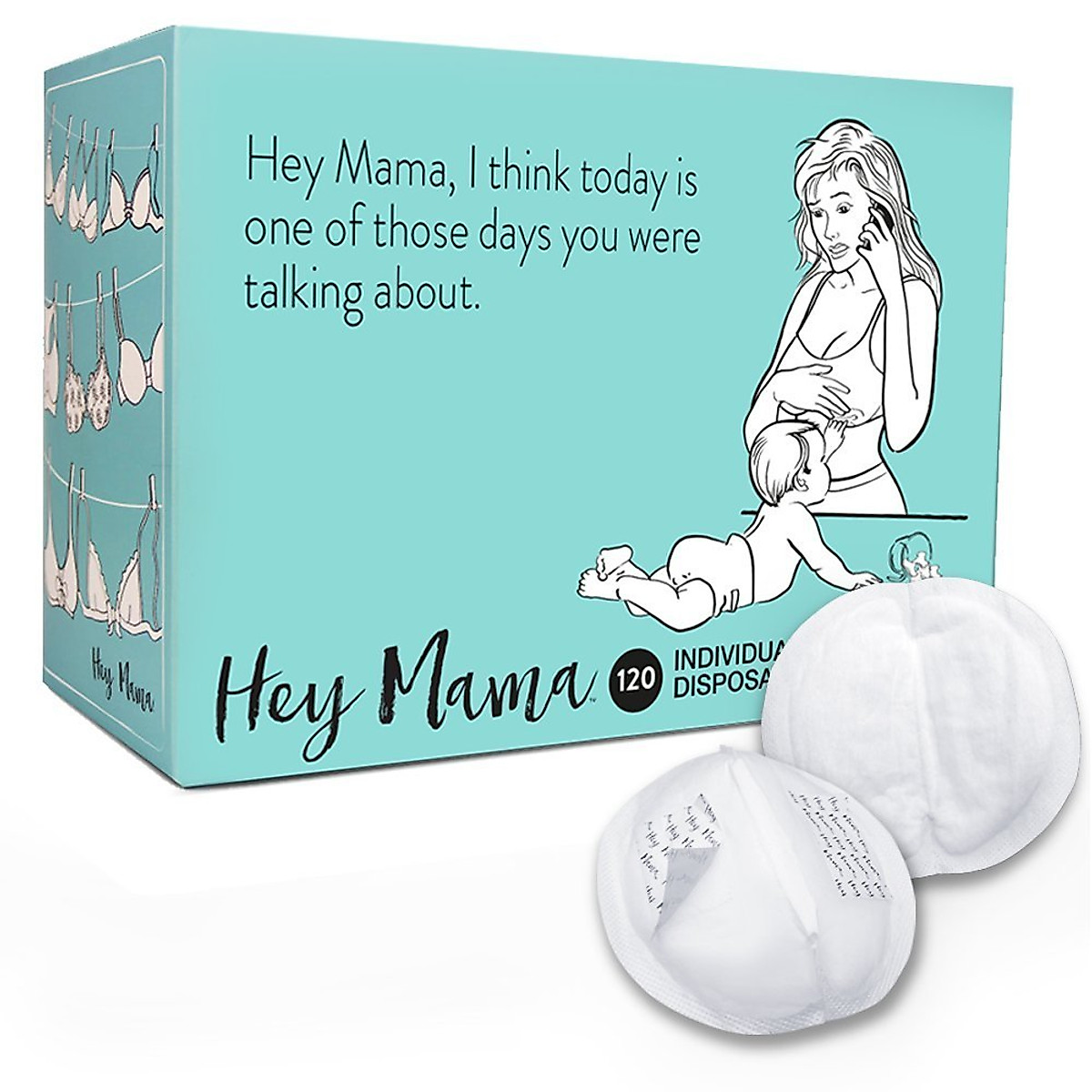 Hey Mama Disposable Nursing Pads - (120) Super Absorbent, Ultra Comfortable & Individually Wrapped