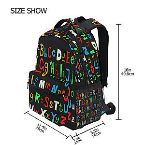 YPPAHHHH Education Alphabet School Bag Backpack College Bookbag, Rainbow Letter Laptop Backpacks Computer Bag Travel Hiking Camping Daypack for Women Girls Men Boys Students