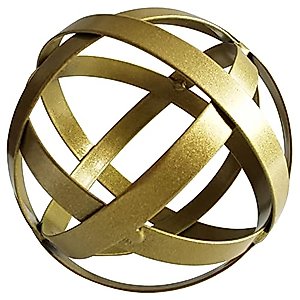 Decorative Sphere - Metal Band Sphere - Home Decor Accents - Tabletop Decorations for Living Room (Gold)