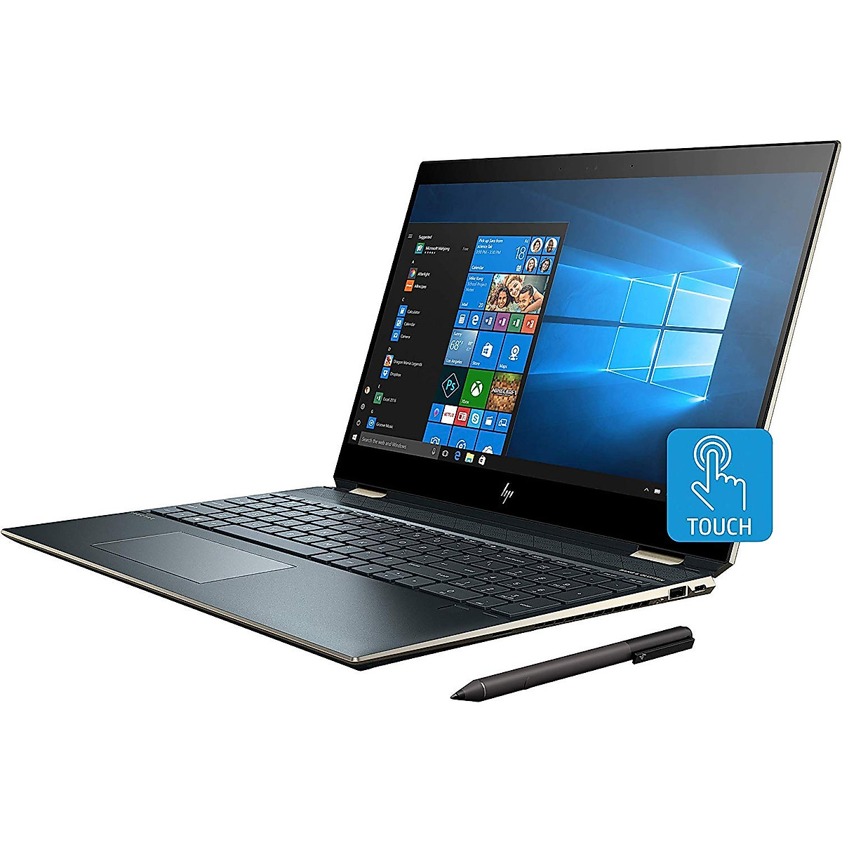 HP 2019 Spectre x360 15t Touch 4K IPS AMOLED GTX 1650 2-in-1 with 6 core 9th Gen Intel i7 9750H, 1TB SSD, 16GB, 3 Years McAfee Security Key,Windows 10 PRO Upgrade, Worldwide Warranty (Poseidon Blue)