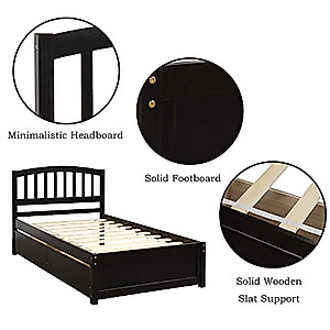 Harper & Bright Designs Twin Storage Bed Frame, Wood Platform Bed with Two Drawers and Headboard, Espresso