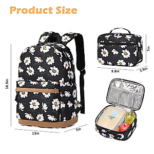 Robhomily Backpack for Teen Girls Kids Middle-School Elementary School Backpack with Lunch Box ,17” Fashion- Print Lightweight Laptop Book bags Set