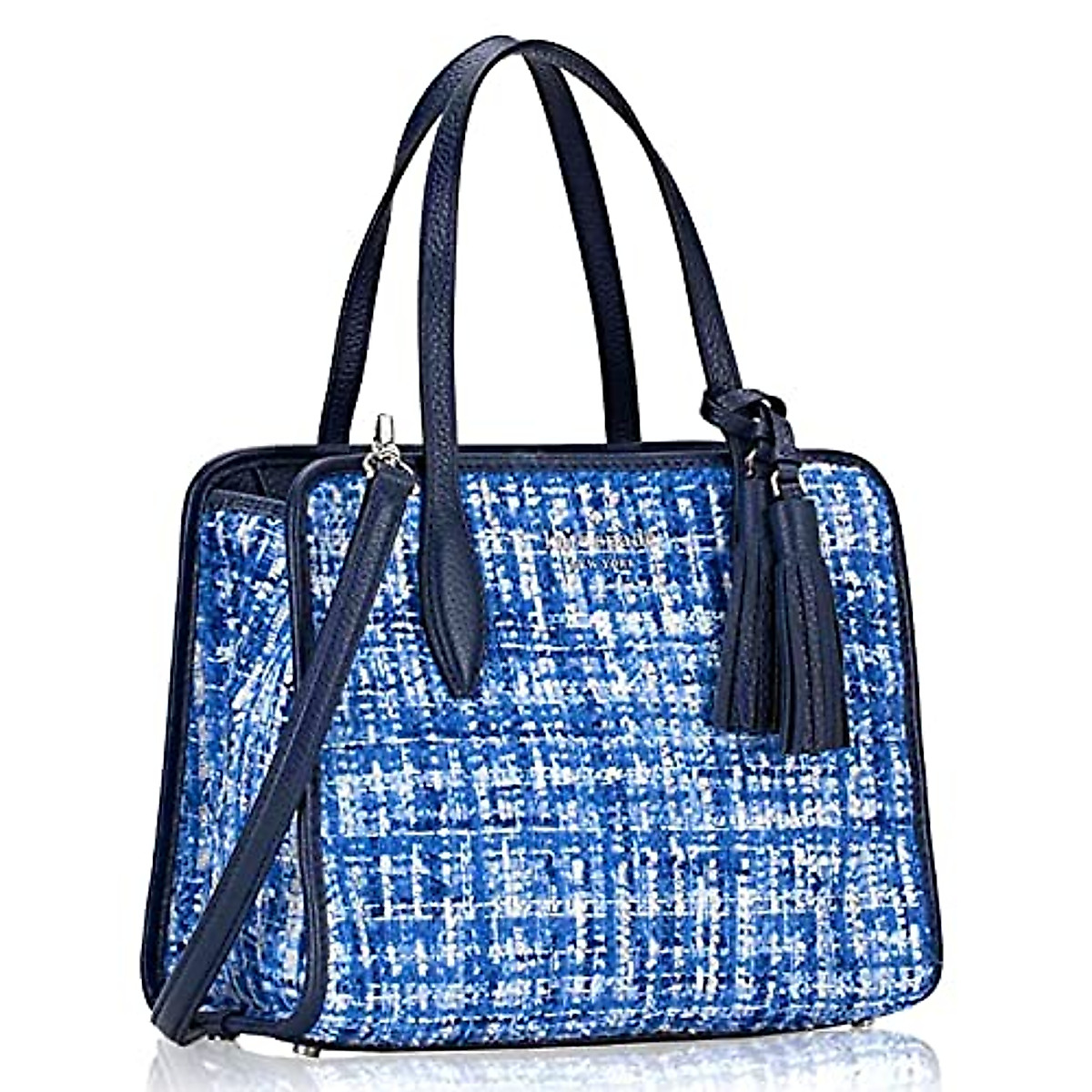 Kate Spade New York Rowe Tweed Medium Top Zip Satchel Handbag Crossbody