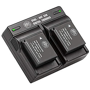 BM Premium 2 Pack of DMW-BLC12 Batteries and Dual Bay Charger for Panasonic Lumix DC-FZ1000 II DC-G95 DMC-G85 DMC-GH2 DMC-G5 DMC-G6 DMC-G7 DMC-GX8 DMC-FZ200 DMC-FZ300 DMC-FZ1000 DMC-FZ2500 Cameras